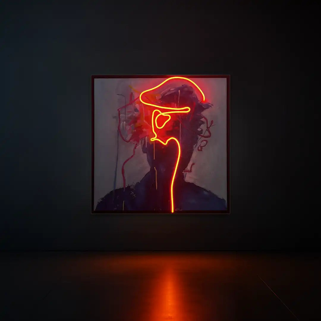Red Memory | Neon Abstract Portrait Wall Art | Bold Glow
