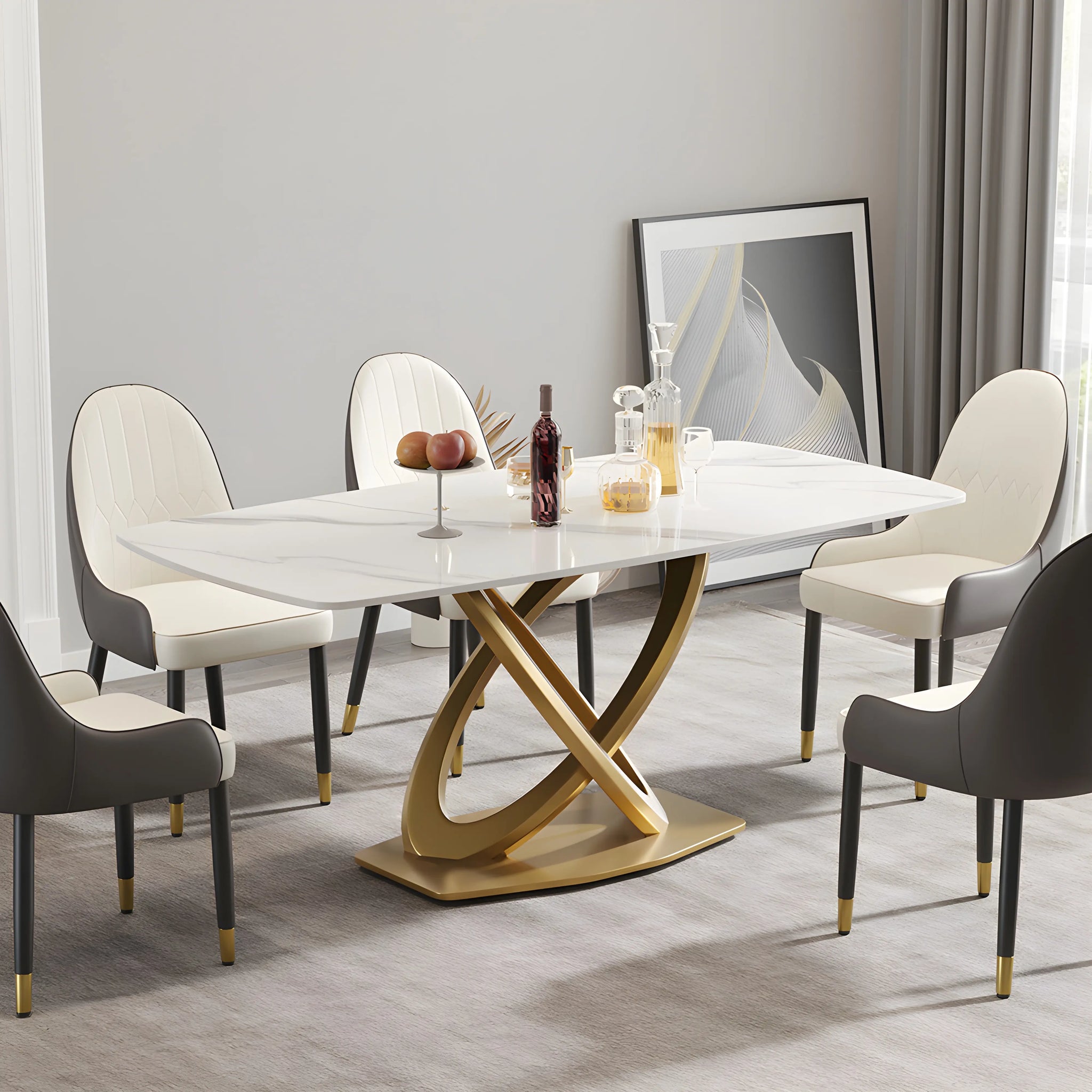 Eterna Twist Dining Table | Twisted Gold Base | Interior Moderna